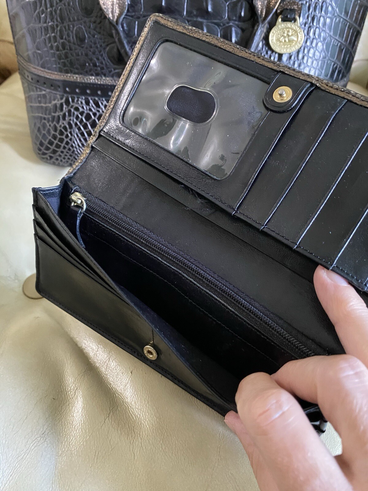 Rare Brahmin Vivian Satchel & Wallet Set Vintage Melbourne Leather Tri ...