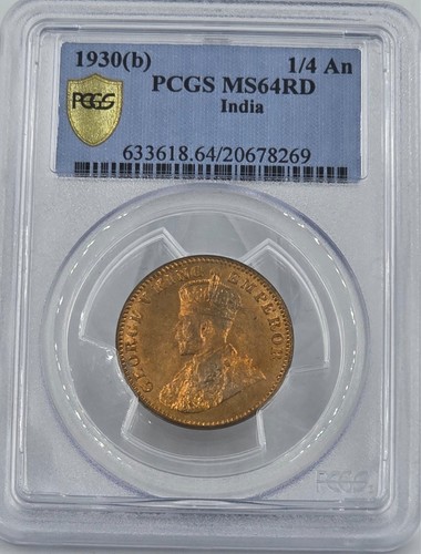 BRITISH INDIA 1/4 ANNA COIN 1930 B KGV PCGS MS64 RD | eBay