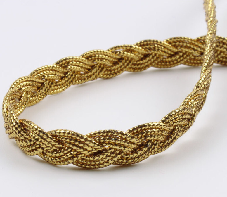ab 1m Geflochtene Borte glänzend 8mm breit Farbauswahl Lurex Leonisch ...