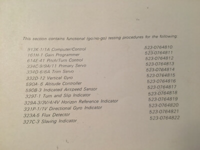 Collins AP-106 AP-107 Ramp Maintenance, Go-no-Go" Manual | eBay
