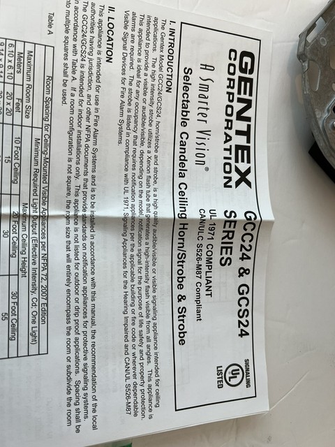 GCC24CW, Gentex 24VDC Ceiling Mount Selectable Candela Horn & Strobe ...