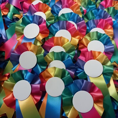 Mini Rainbow Rosettes Plain /Well Done/Winner 10 rosettes per pack FREE ...