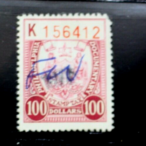 Philadelphia Documentary Stamp Tax 100 dollars used | eBay