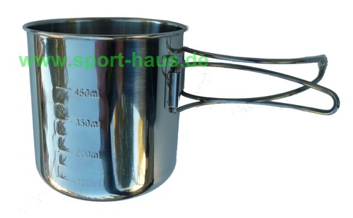 Edelstahl Tasse - Kaffeetasse- Kaffeebecher - mit Klappgriff - 600ml ...