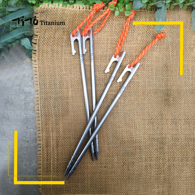 4pcs Ti Camping Titanium Alloy Canopy Tent Peg nail stakes 8x240mm ...