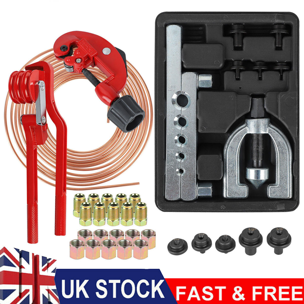 Brake Lines Repair Kit Copper Pipe Flaring Tool Cutter Bender 3/16 ...