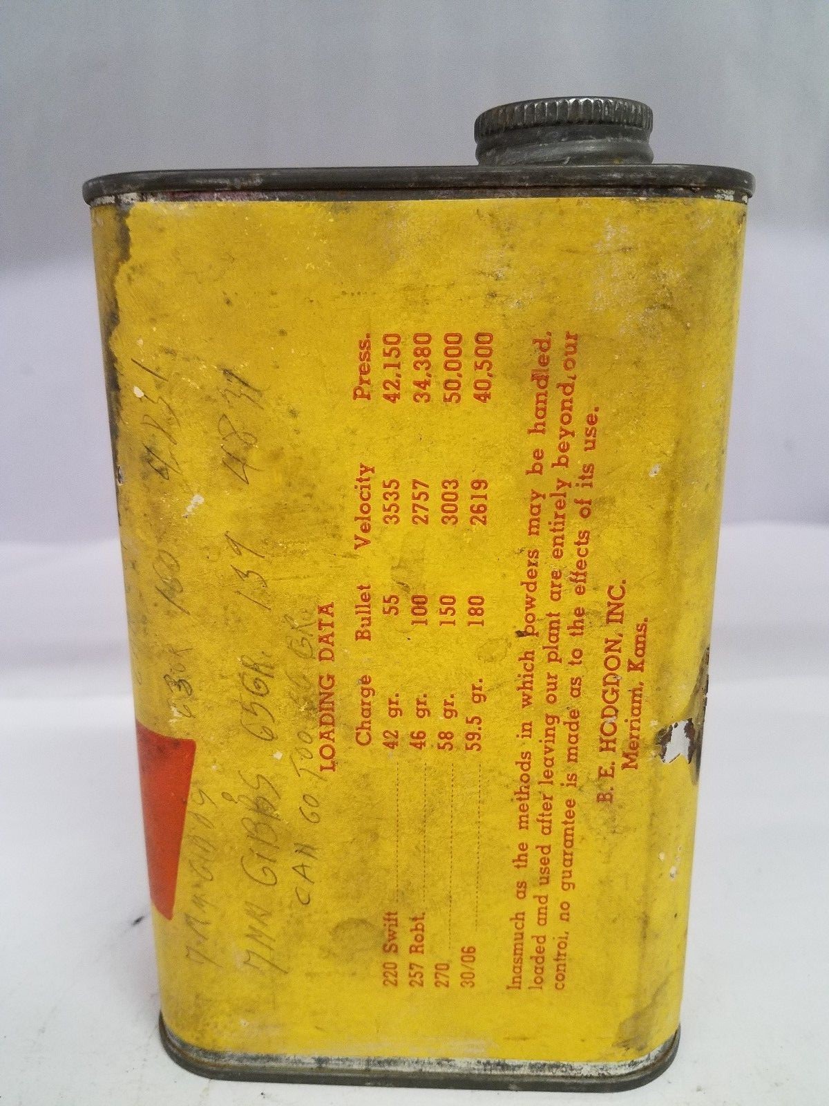 VINTAGE ADVERTISING HODGDON'S RIFLE POWDER 4831 1 QUART RECTANGULAR TIN ...