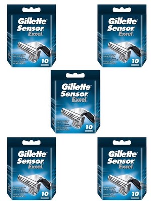 Gillette Sensor Excel Razor Blades - 50 Piece Bundle (5 Packs of 10 ...
