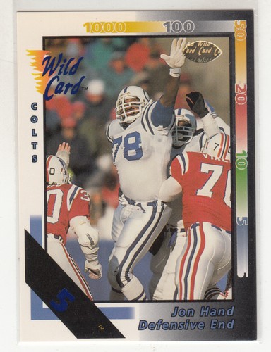 JON HAND 1992 Wild Card NFL #159 Parallel 5 Stripe Indianapolis Colts ...