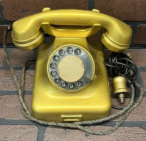 Vintage Post Rotary Telephone Antique Retro Decor Prop Gold Touch Tone ...