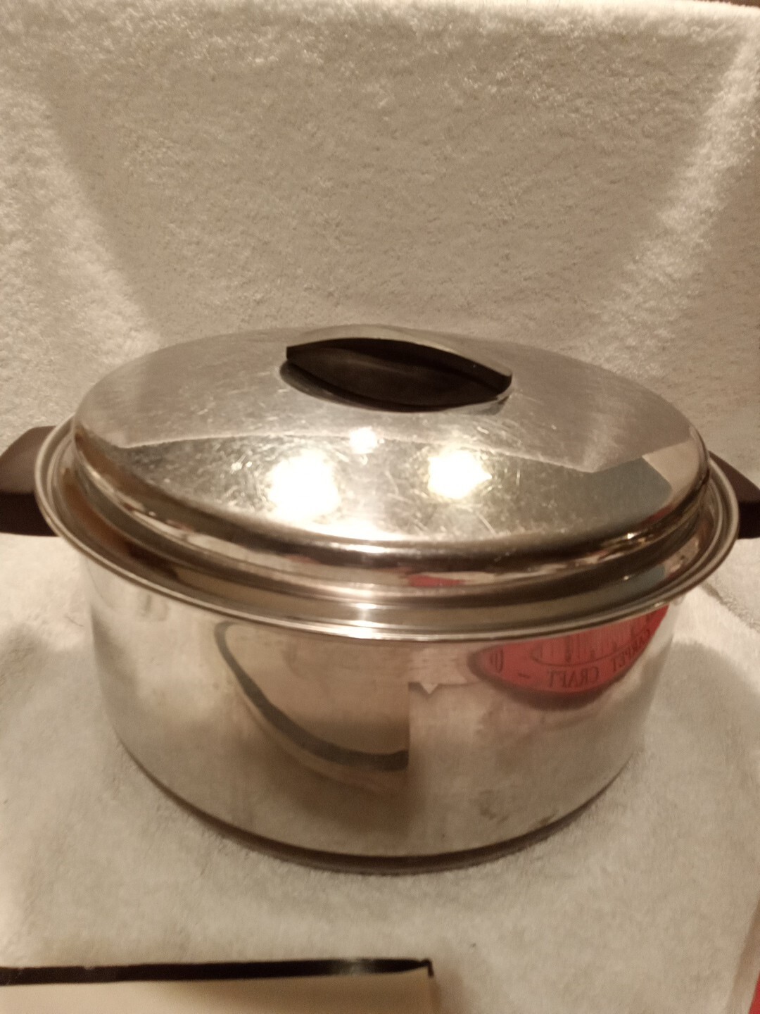 Vintage EKCOWARE stainless steel Thick Copper Bottom Lg Pot/lid kettle ...