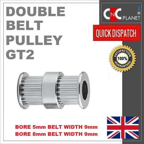 GT2 PULLEY 20 Teeth bore 5mm or 8mm width 9mm GT2 Belt DOUBLE TWIN DUAL ...