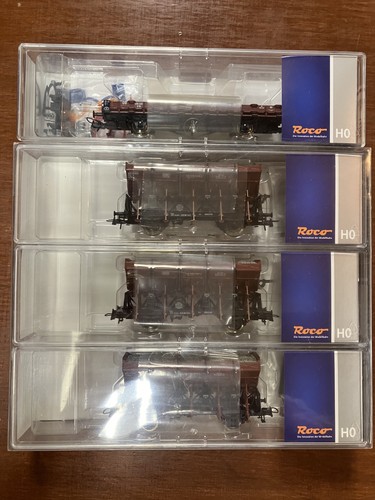 HO SCALE LOT OF 4 ROCO 3 DUMP CARS & 1 FLAT CAR - SEE PICS/READ!!! | eBay