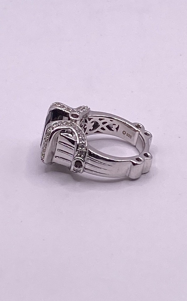 Dallas Prince Sterling Silver 925 Garnet & CZ Ring With peek-a-boos Sz ...