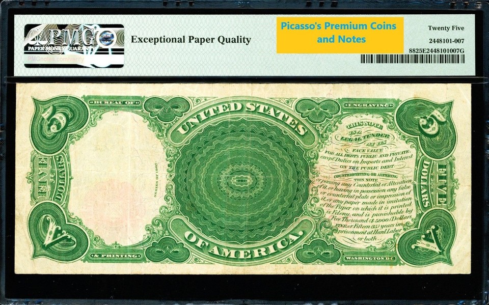 1907 5-Dollar Legal Tender Note-VF 25 Exceptional Paper Quality (EPQ ...