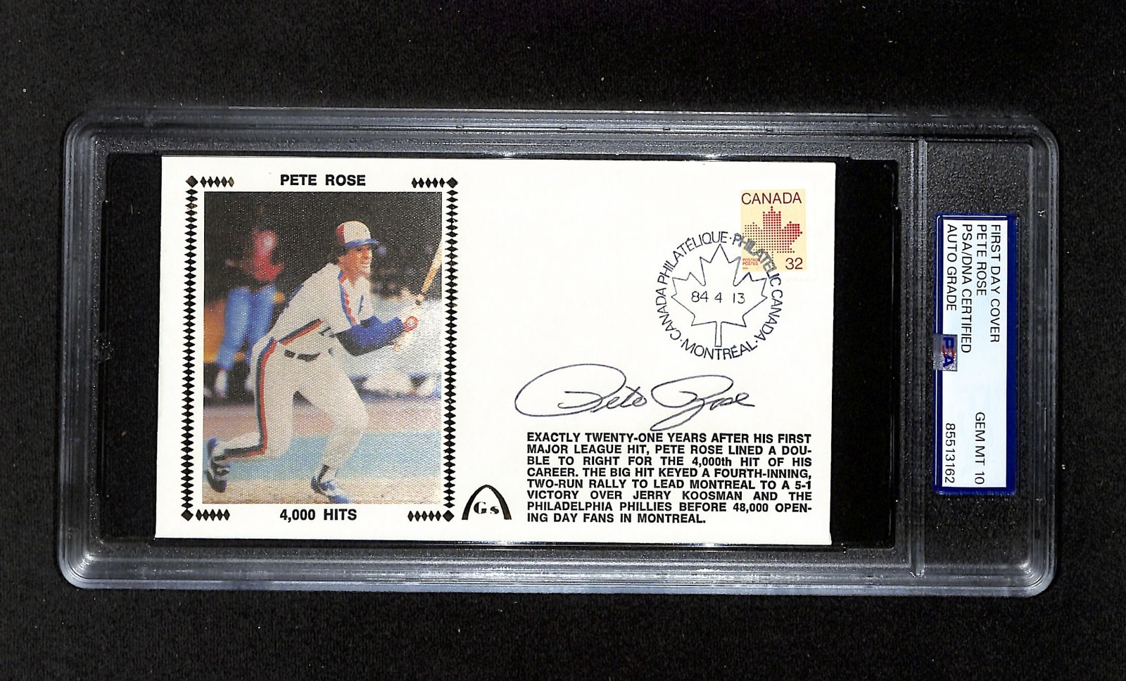 Pete Rose Signed 1984 Gateway FDC Cachet 4000 Hits PSA 10 Auto Slab | eBay