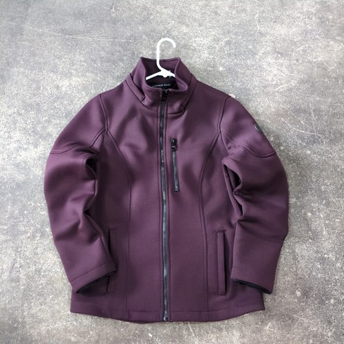 Andrew Marc Jacket Womens L Dark Purple Full Zip Mock Neck Pockets ...