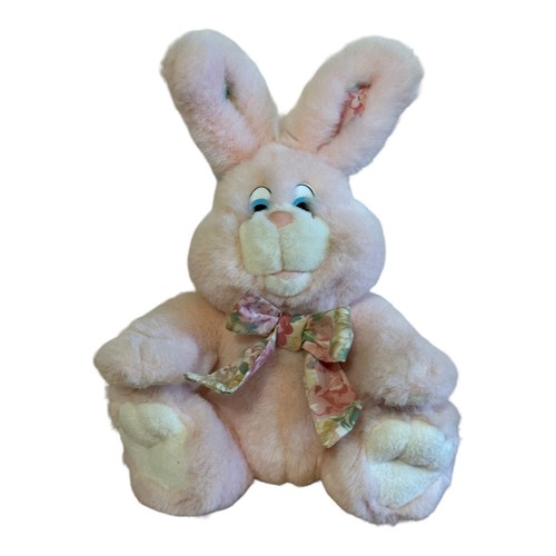 Vintage 10’’ Commonwealth Bunny Plush Pink Fluffly Bow Tie Rabbit 80s ...