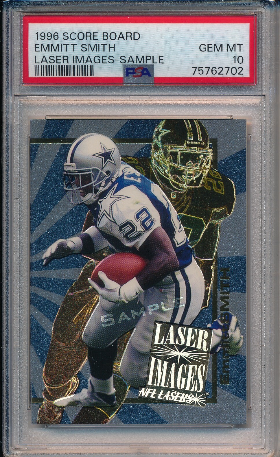 1996 SCOREBOARD EMMITT SMITH LASER IMAGES - SAMPLE PSA 10 GEM MT ...