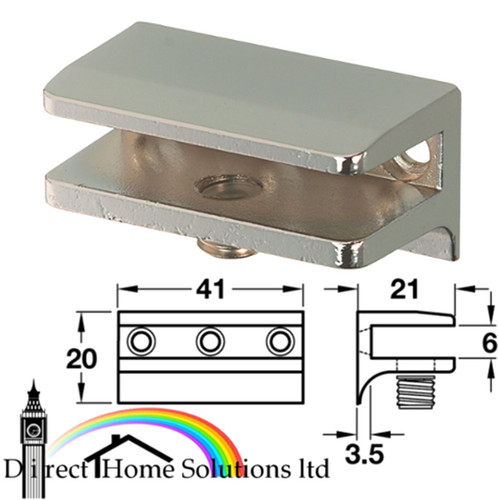 4 X HAFELE GLASS SHELF CLAMP SUPPORT BRACKET POLISHED CHROME FOR 6MM ...