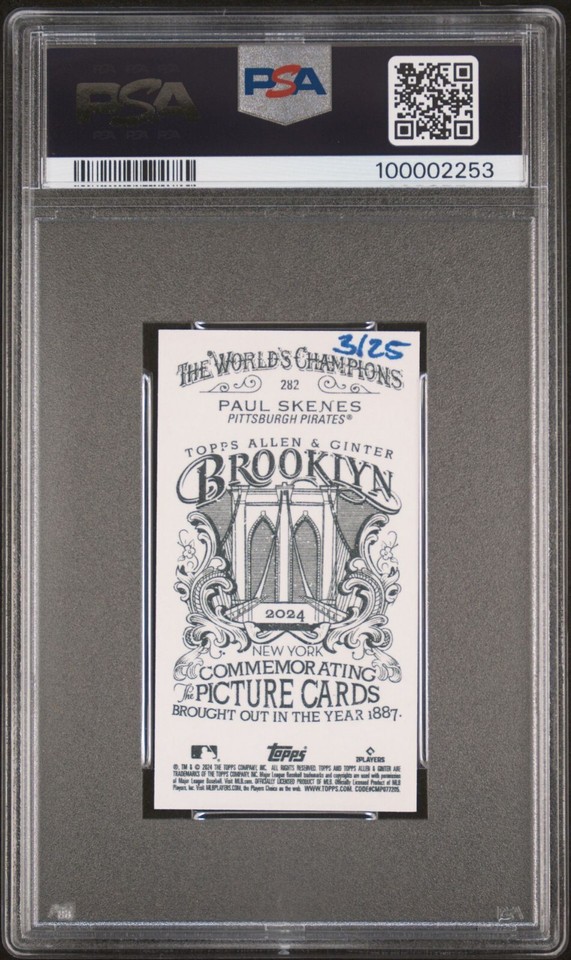 2024 TOPPS ALLEN & GINTER 282 PAUL SKENES MINI-BROOKLYN BACK /25 PSA 10 ...