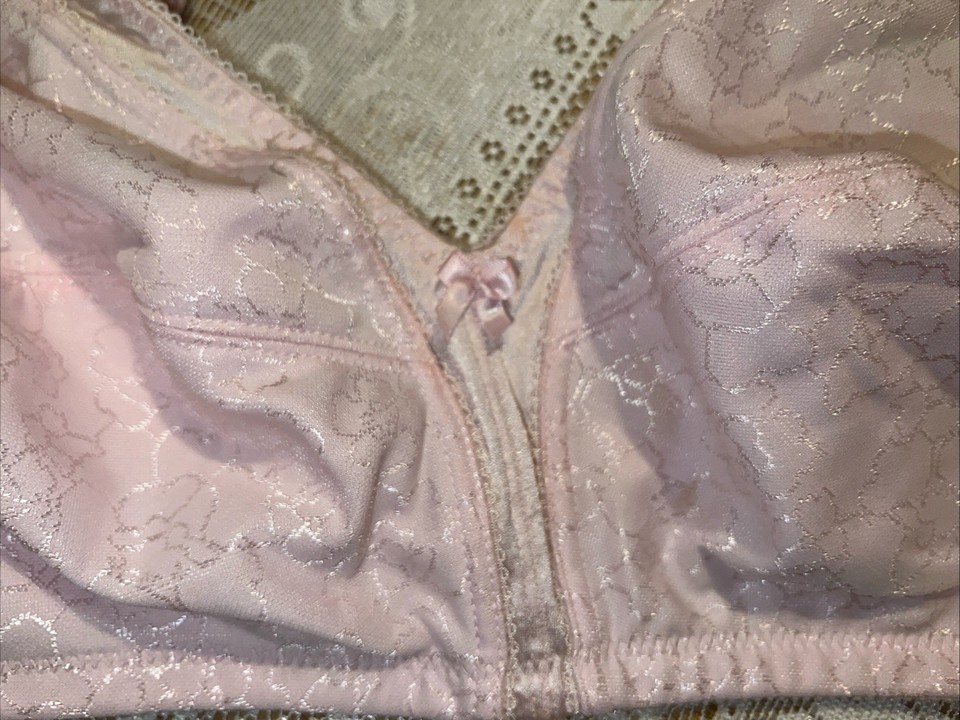 Vintage Timeless Comfort pink Floral Lace Adjustable Wire Free Bra Size ...