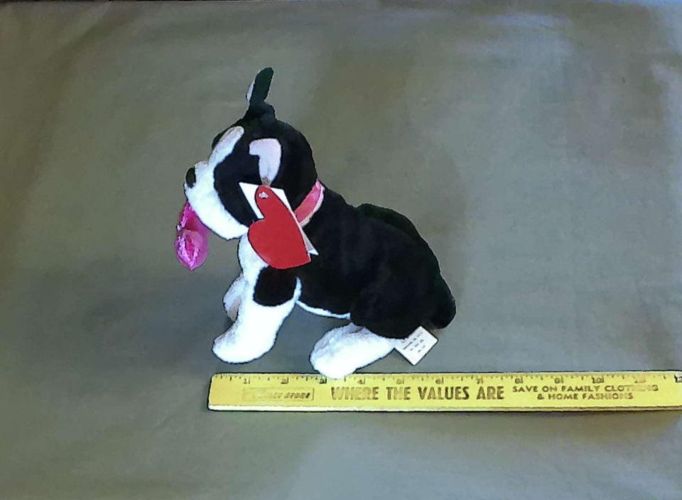 Boston Terrier Plush Toy Valentine's Day Gift, Pink Kiss Heart & Collar ...