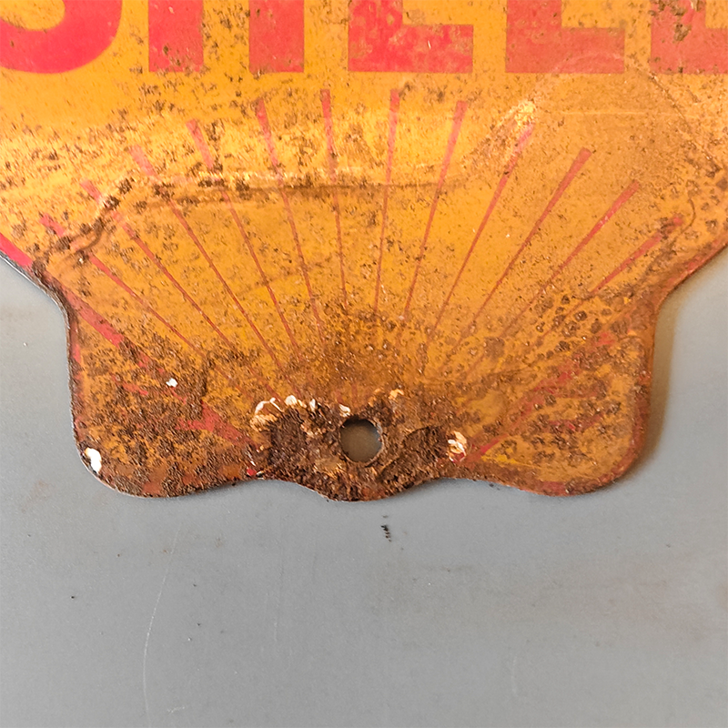 Vintage Clam Shell Shaped Porcelain Enamel Gas Station Advertising Sign ...