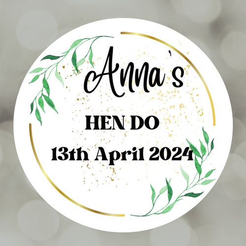 Personalised Hen Party Stickers Bride Wedding Sticker Leaves Hen ...