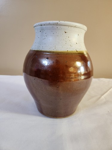 Studio Pottery Wet Dip Tan Brown Vase Marked FP Hand Thrown Handmade | eBay