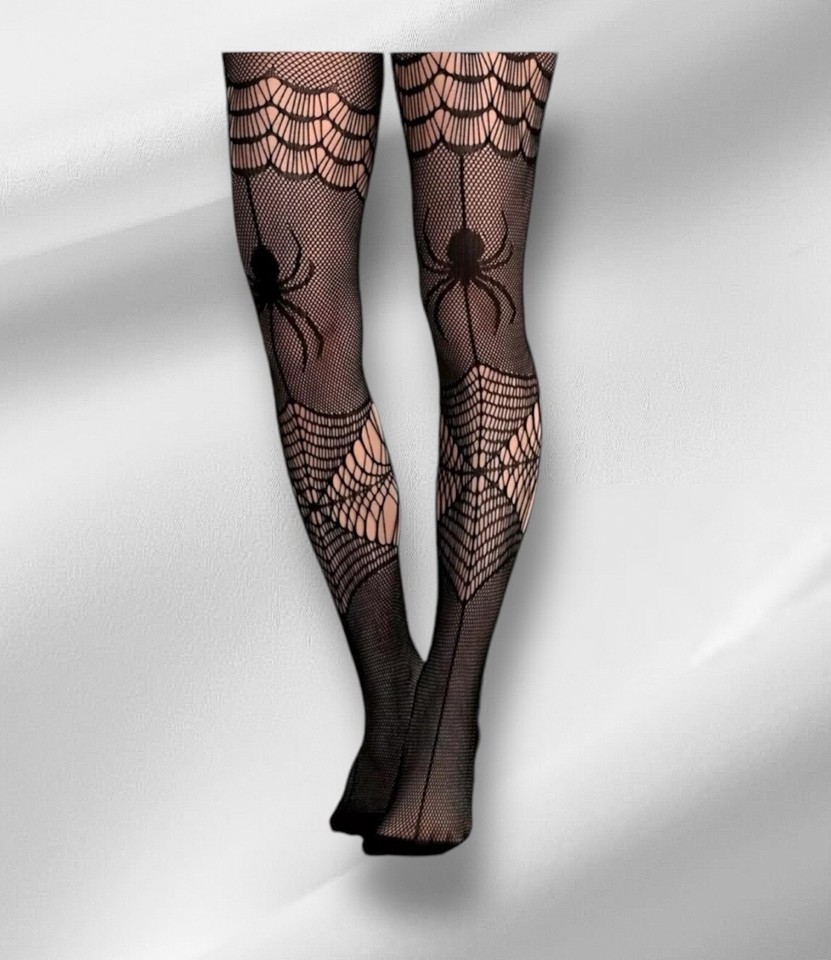 Spider Web Fishnet Stockings Tights Halloween Black Widow Sexy Adult ...