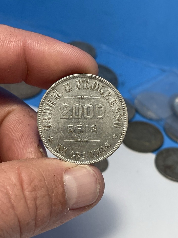 1906 Brazil 2000 Reis; AU Key Date And Low Mintage (20 Grams And 90% ...