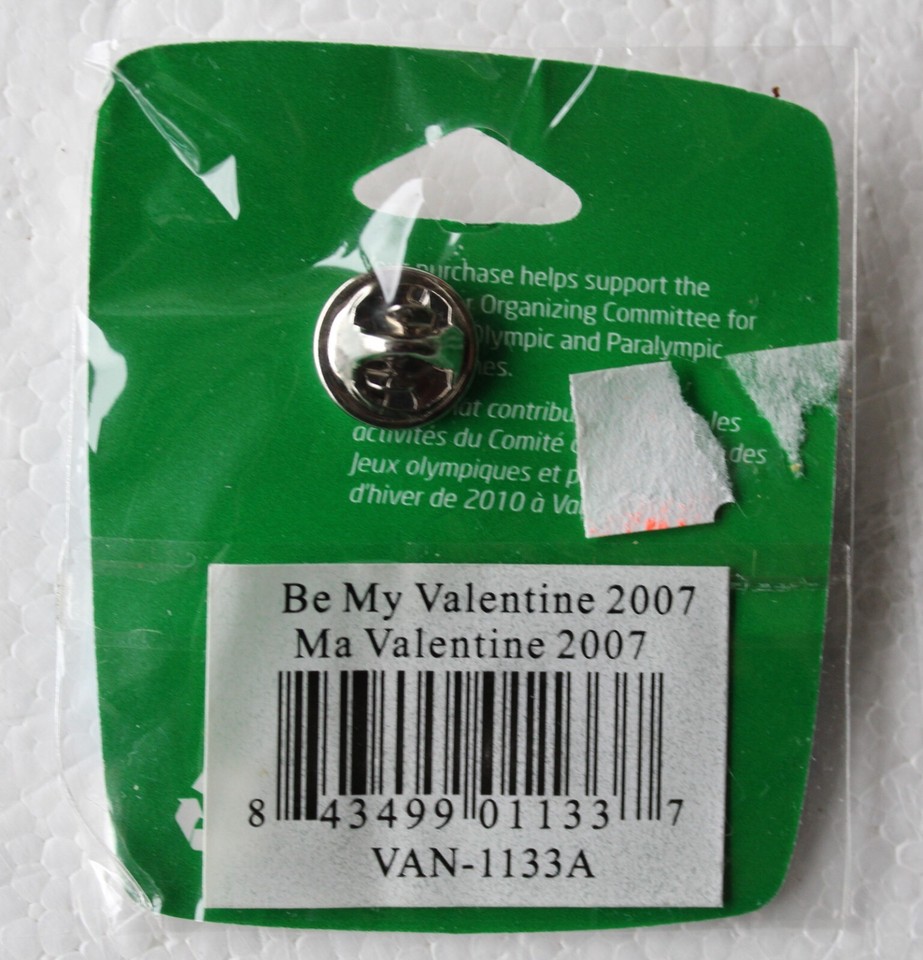 Limited Be my Valentine Authentic 2010 Vancouver Olympic pin button ...