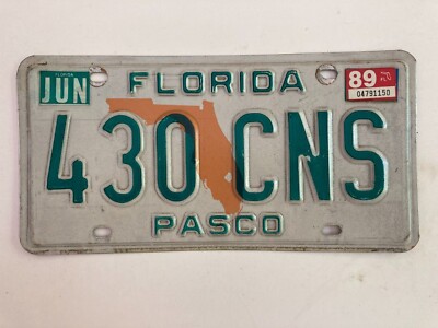 1989 Florida License Plate Pasco County All Original | eBay