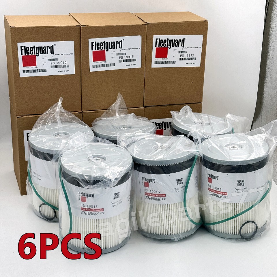 6PCS Fleetguard FS19915 L9915F Fuel Filter Cummins with Water Separator ...
