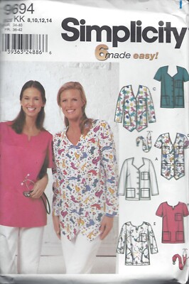 Simplicity 9694 Scrub Jacket Top Stethoscope Cover - Sz 8 - 14 Sew ...
