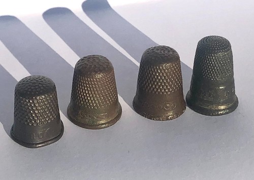 4 x 19th Century "Love Token" Thimbles "Forget Me Not" "Regards ...
