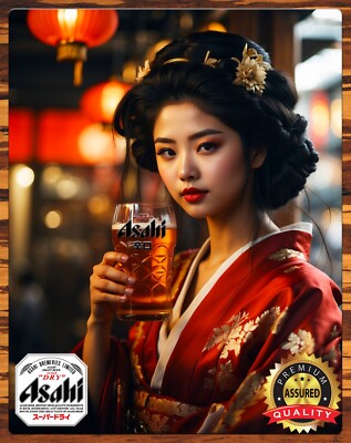 Asahi Super Dry Beer - Geisha Girl - Rare - Metal Sign 11 x 14 | eBay