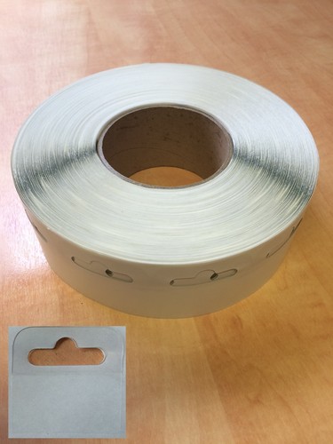 Clear Sticky Euro Hook Slot Hang Tab Roll 50 x 50mm Strong Tack ...