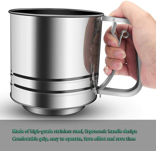 1 Pc Stainless Steel Flour Sifter /Sieve Cup For Powdered Sugar,Cocoa ...