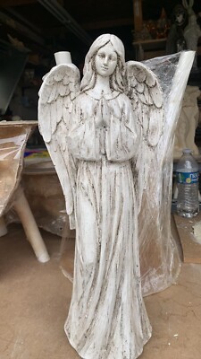 Latex n fiberglass backer standing Angel concrete casting garden mold ...
