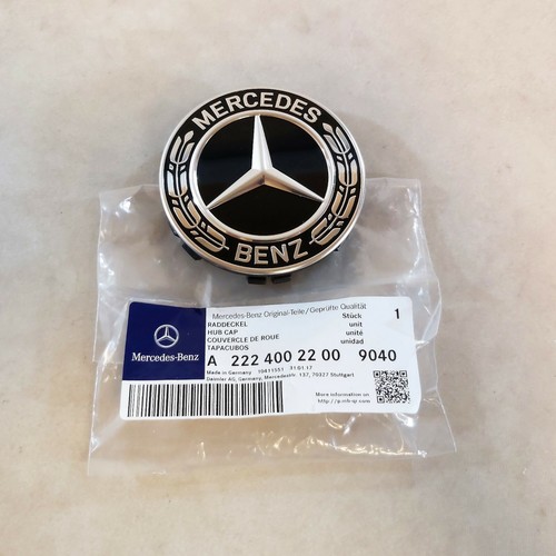 Genuine Mercedes Benz BLACK Alloy Wheel Hub Centre Cap 75mm A2224002200 ...