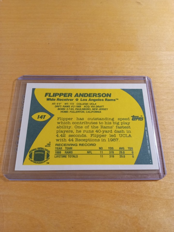 1989 Topps Traded #14 FLIPPER ANDERSON Los Angeles Rams ROOKIE Card, WR ...
