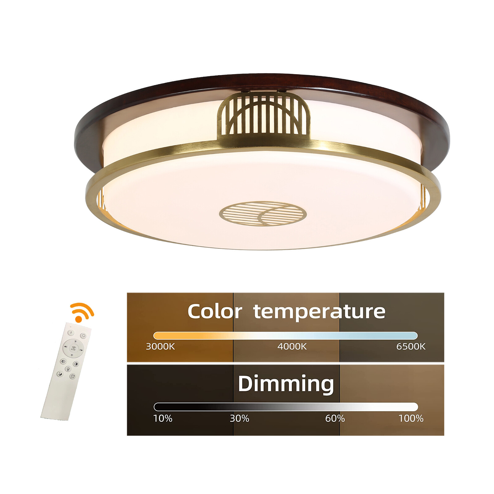 Modern Chandelier Dimmable LED Flush Mount Ceiling Light Fixture Remote ...