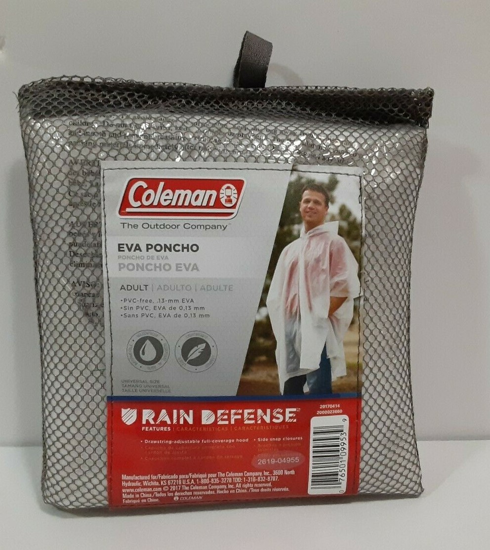 Coleman Adult EVA Poncho Clear Unisex Lightweight & Packable One Size ...