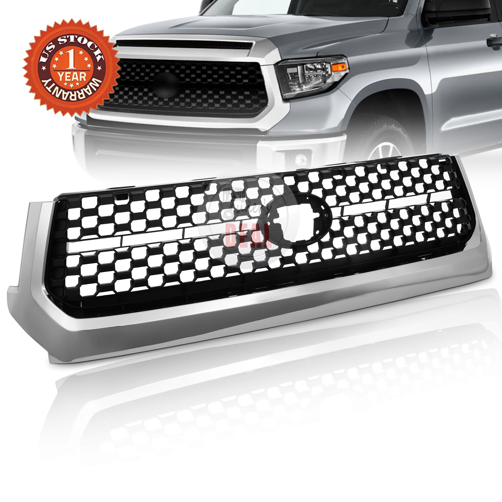 For 2014-2020 Toyota Tundra Front Bumper Honeycomb Grille Chrome ...