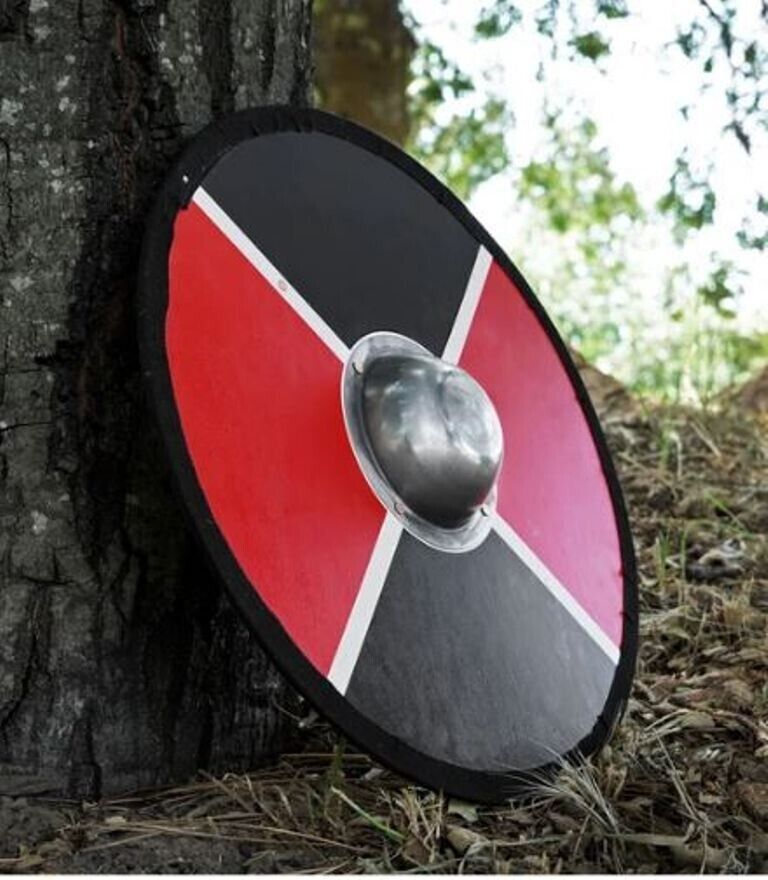 Viking Wooden Hand Made Painted Toy Round Shield with Steel Boss Shield ...