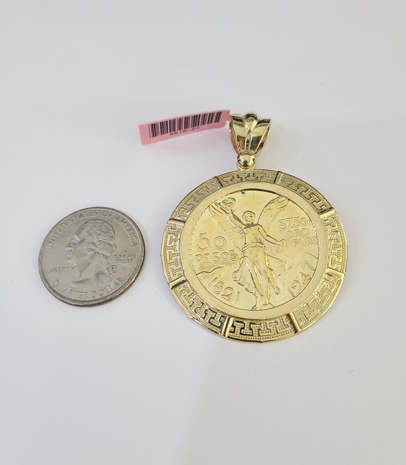 REAL 14k Yellow Gold Charm Centenario Style Coin in Bezel 50 Pesos 1947 ...