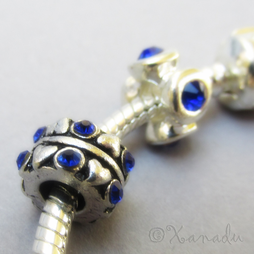 September Birthstone Blue Sapphire European Charm Bracelet For Sept ...