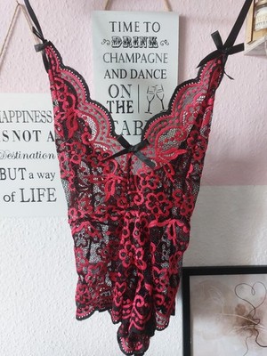 ♥ Body sxy Back Spitze Schwarz Rot Ouvert Bodysuit ♥ Gr. M 38 ♥ | eBay.de